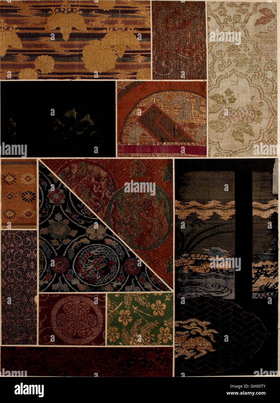 This collection of textile samples from the 1700s showcases various ...