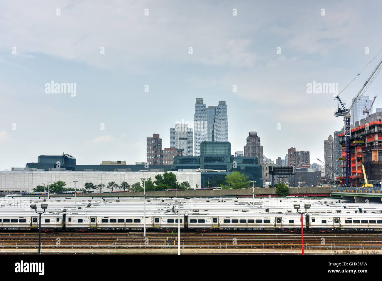 Construction in the development of the Hudson Yards in Midtown West ...