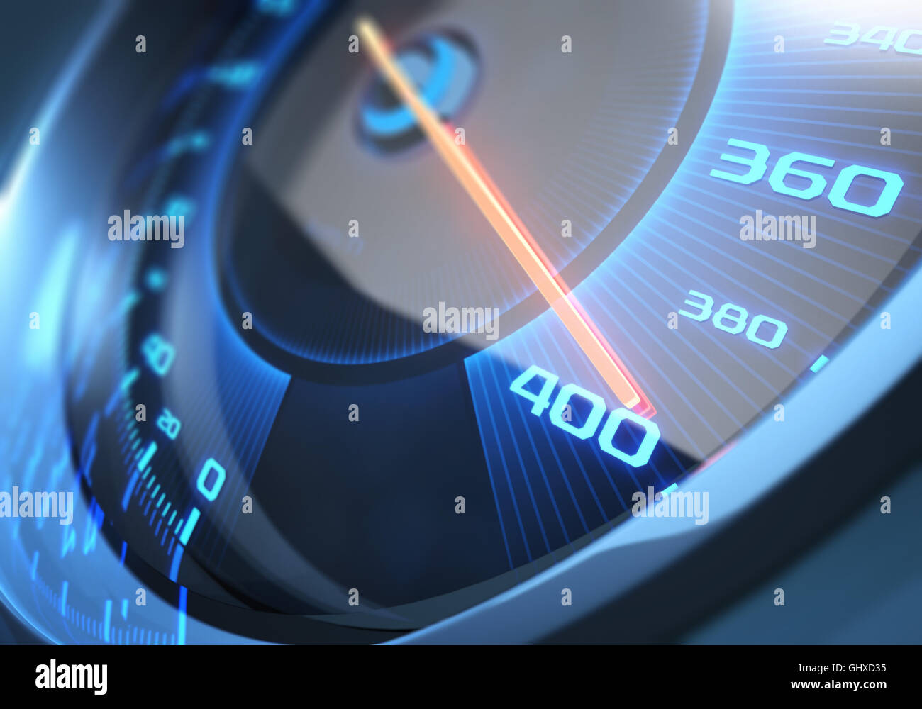 Speedometer scoring the fastest speed. Depth of field in 400 Stock ...