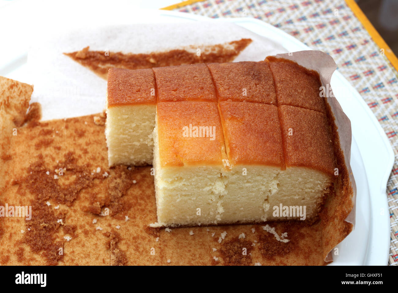 Orange Madeira Cake cut into squares Stock Photo - Alamy