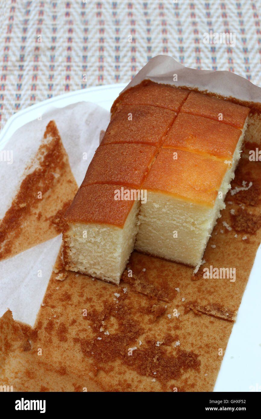 Orange Madeira Cake cut into squares Stock Photo - Alamy