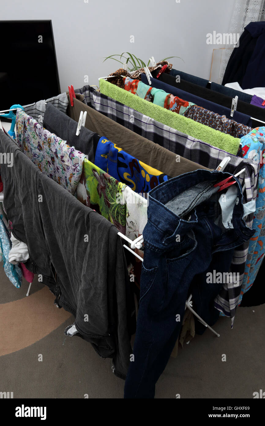 Clothes drying washing drying vertical hi-res stock photography and ...