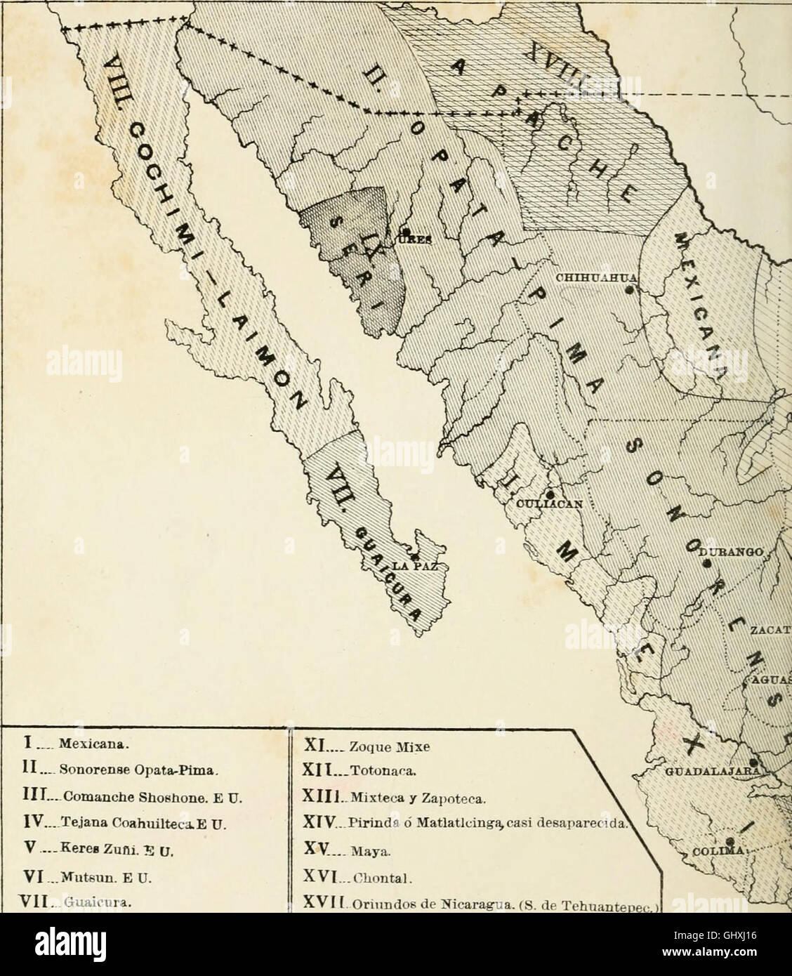 The Republic of Mexico in 1876. A political and ethnographical division ...