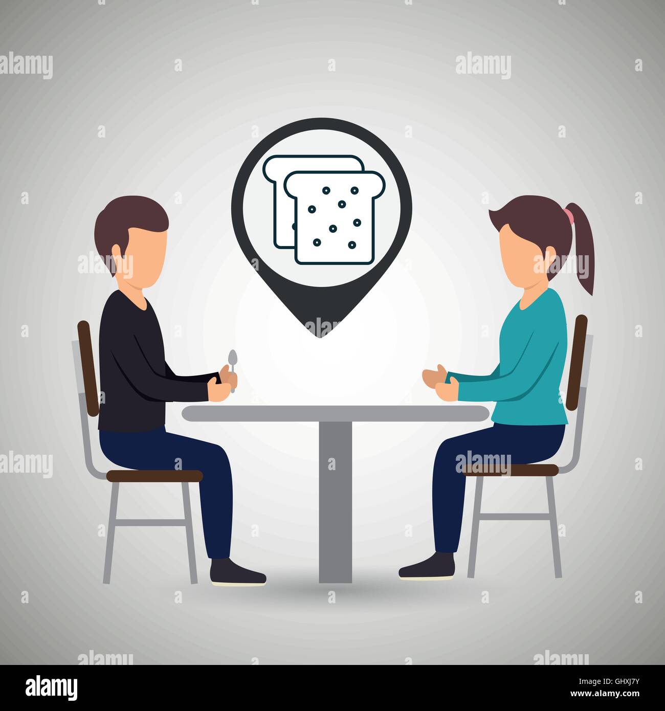 Couple sitting and eating isolated Stock Vector Images - Alamy
