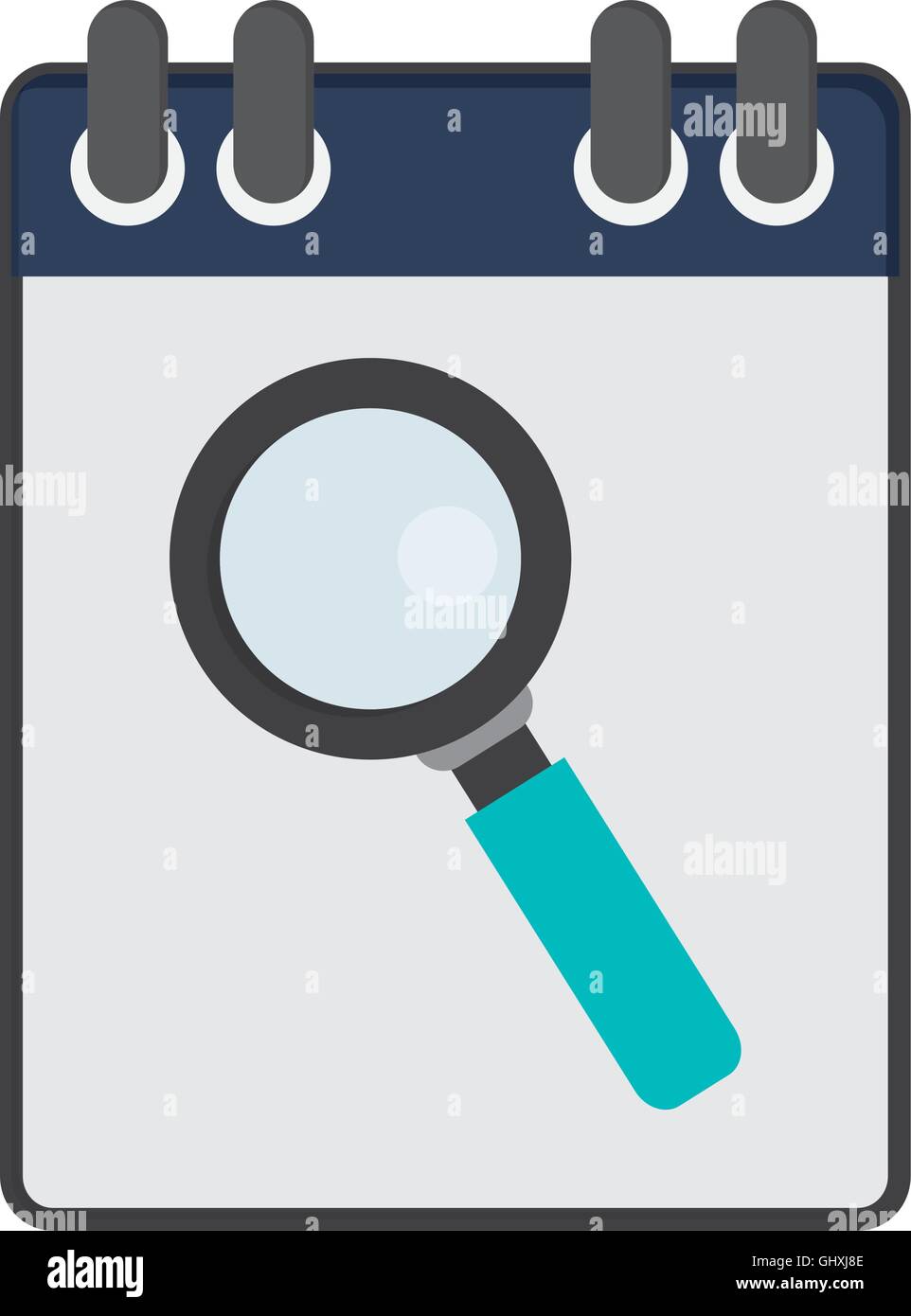 wired notebook with magnifying glass icon Stock Vector Image & Art - Alamy