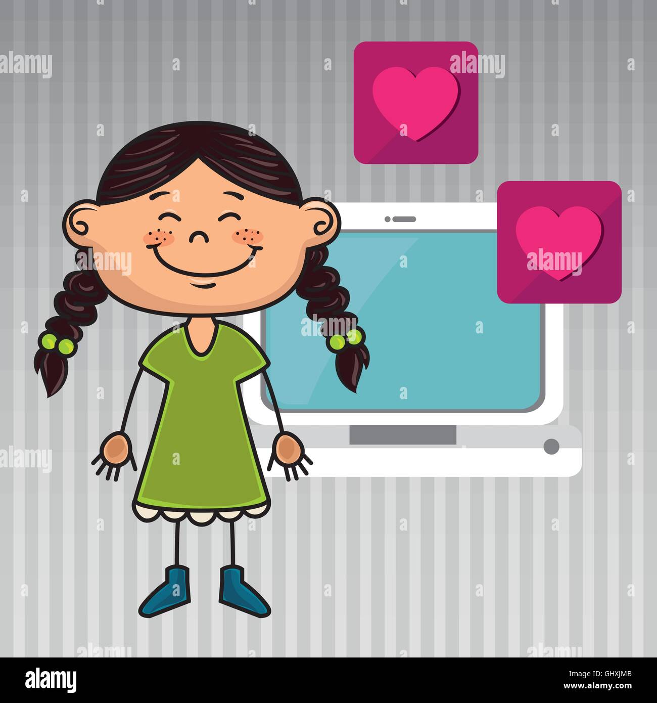 Black student using computer Stock Vector Images - Alamy