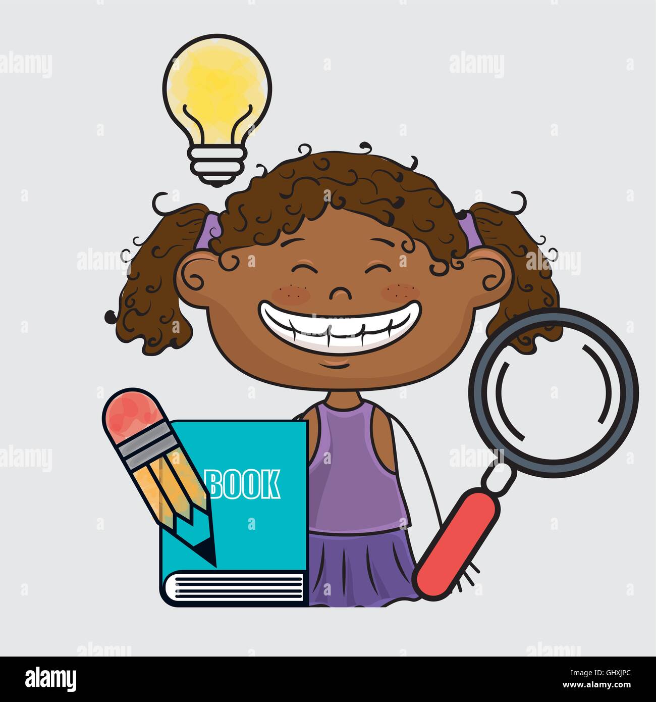 girl book pencil icon Stock Vector Image & Art - Alamy