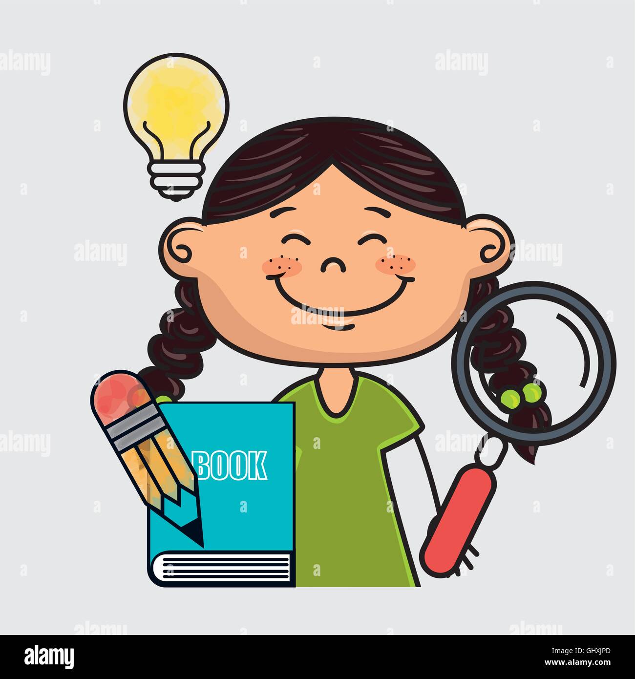 girl book pencil icon Stock Vector Image & Art - Alamy