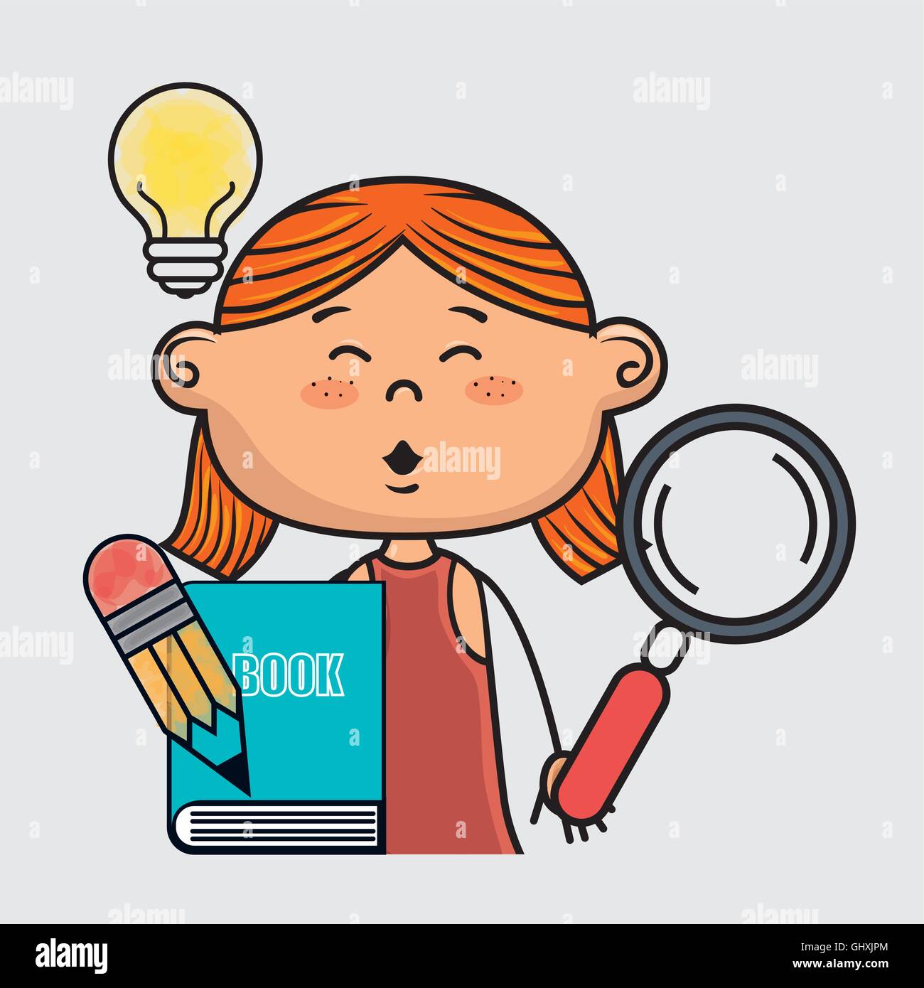 girl book pencil icon Stock Vector Image & Art - Alamy