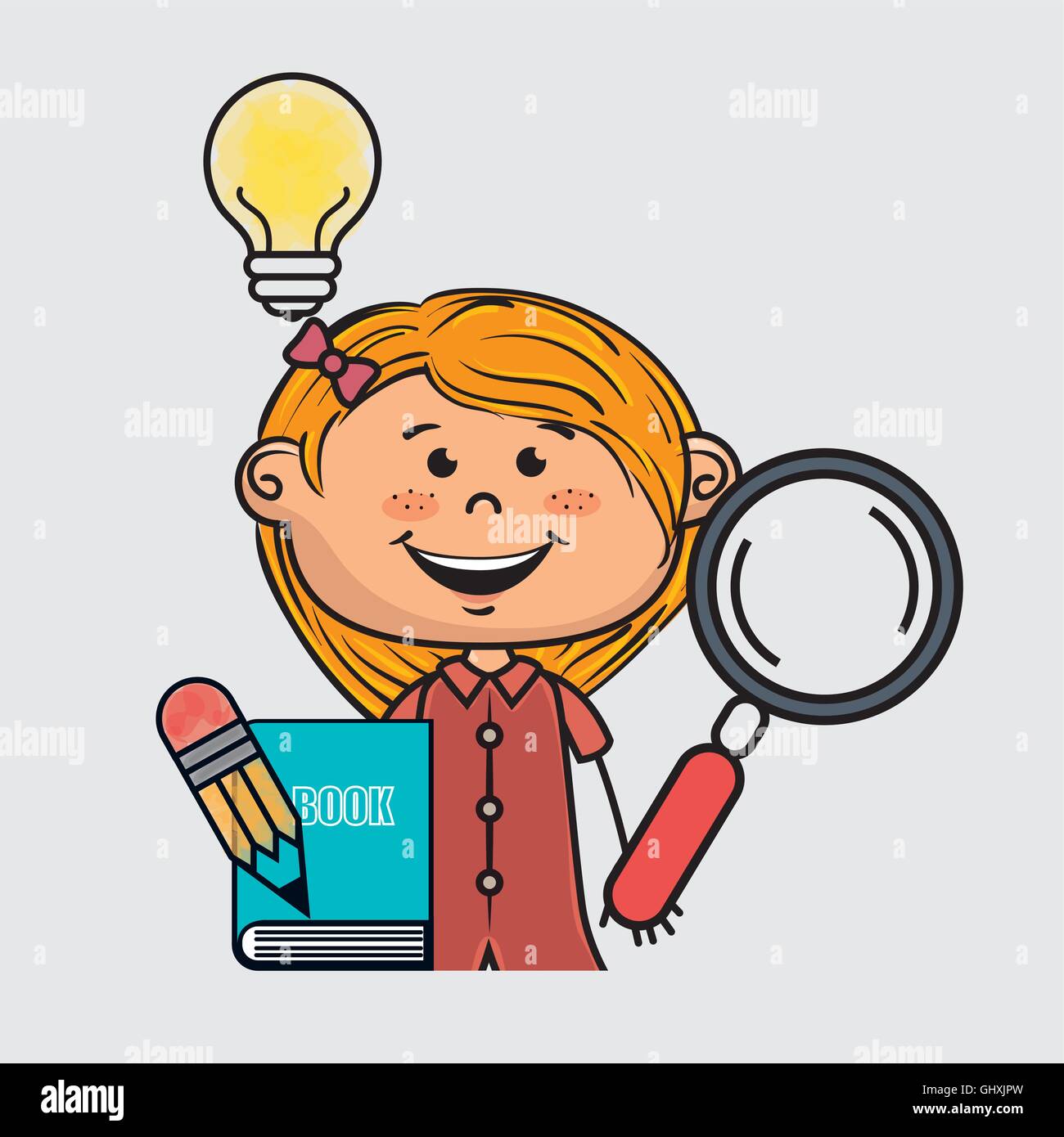 girl book pencil icon Stock Vector Image & Art - Alamy