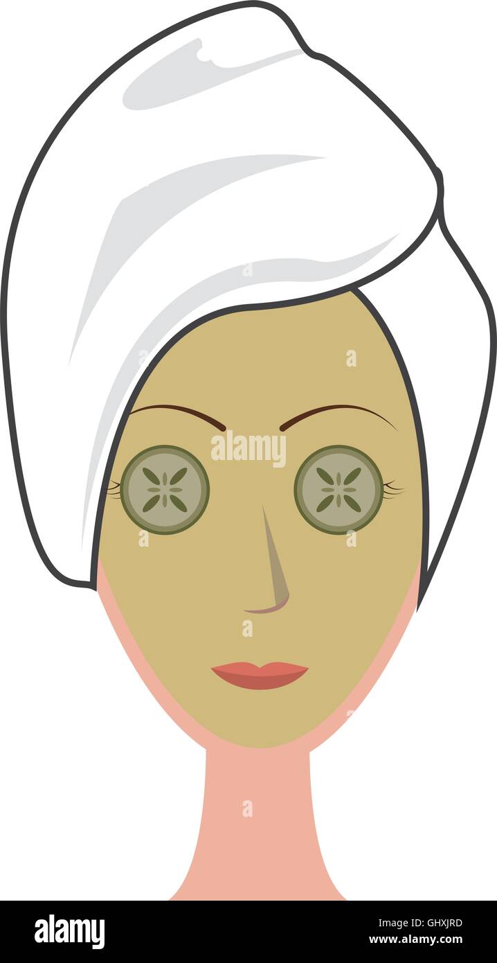 face of woman with towel and cosmetic mask icon Stock Vector Image ...