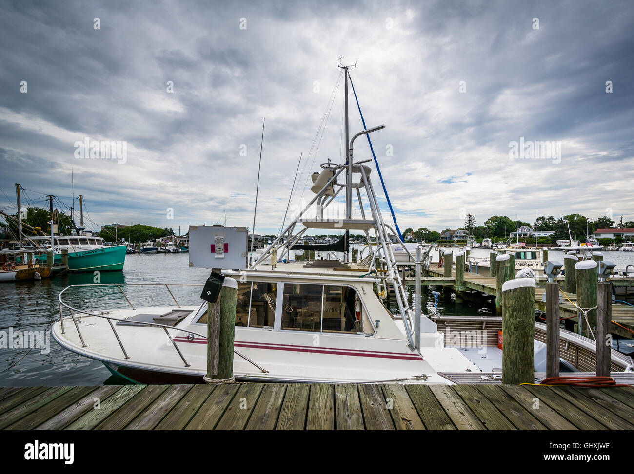 Boats and docks in the harbor of Hyannis, Cape Cod, Massachusetts Stock ...
