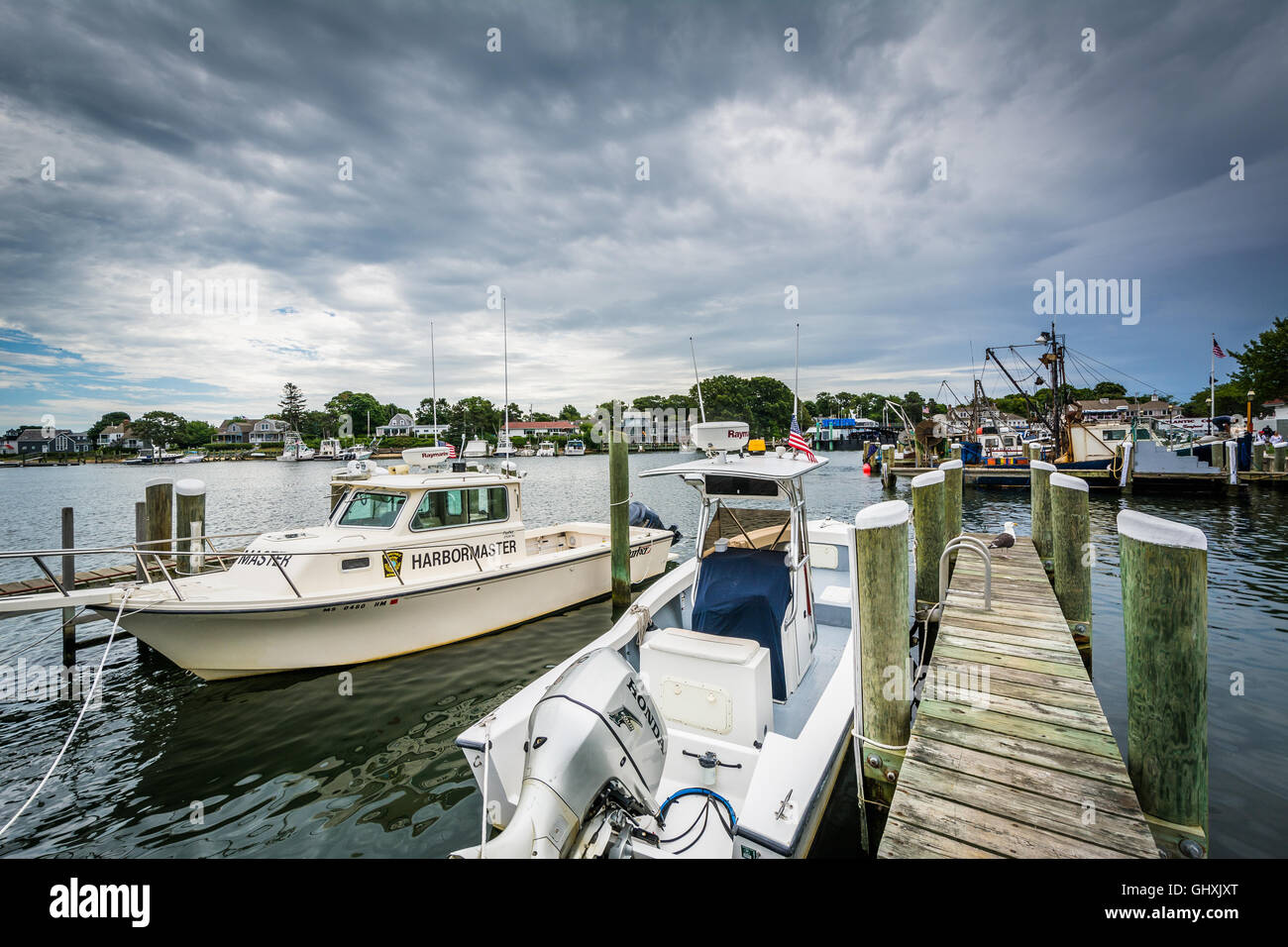 Boats and docks in the harbor of Hyannis, Cape Cod, Massachusetts Stock ...