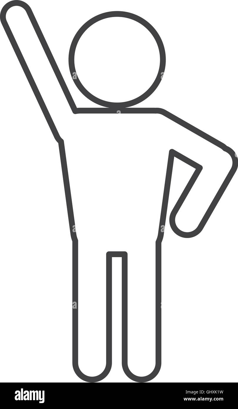 Man pictogram raising hand icon hi-res stock photography and images - Alamy