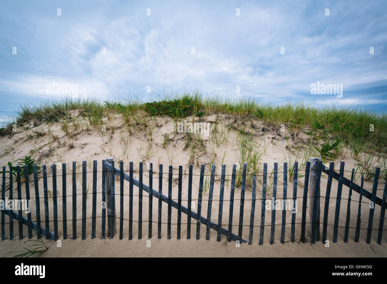 Fence and sand dunes at Race Point, in the Province Lands at Cape Cod ...