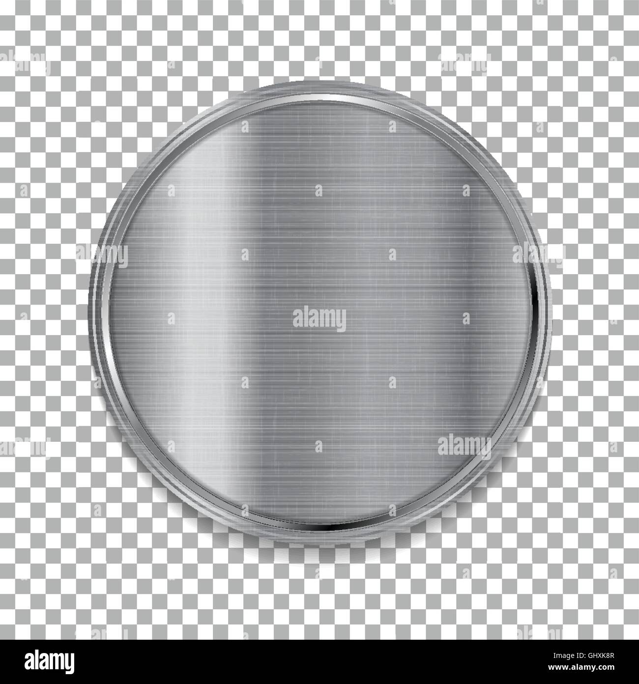 Tech metallic texture circle button on transparent background. Vector ...