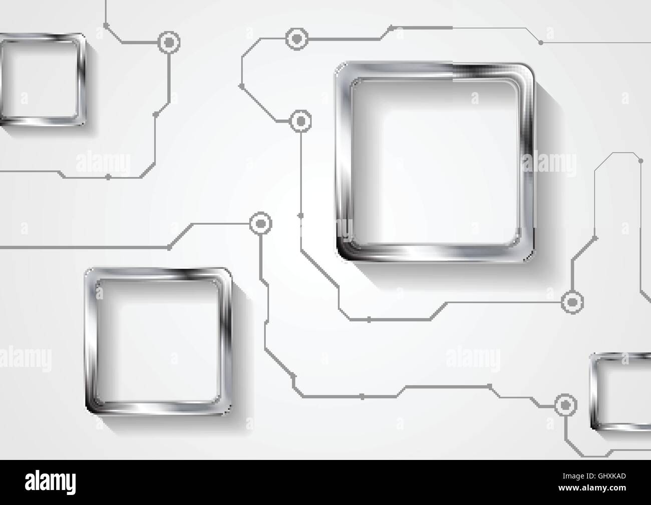Abstract technology background with lines and metallic squares. Vector ...