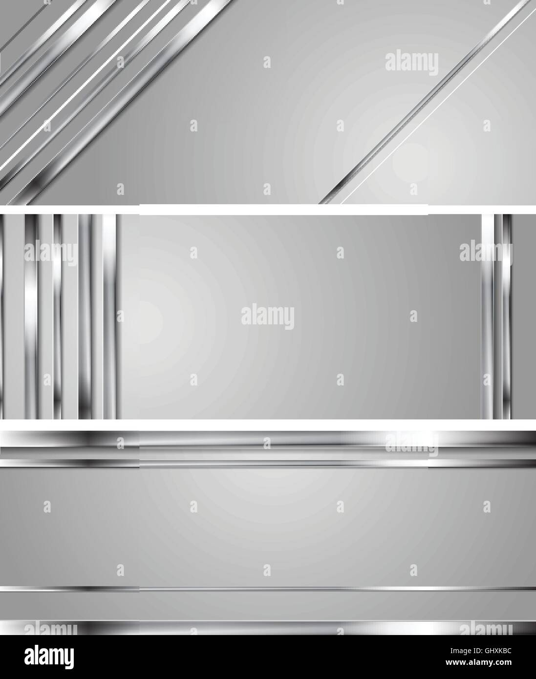 Minimal abstract technology silver vector headers. Metallic stripes on ...