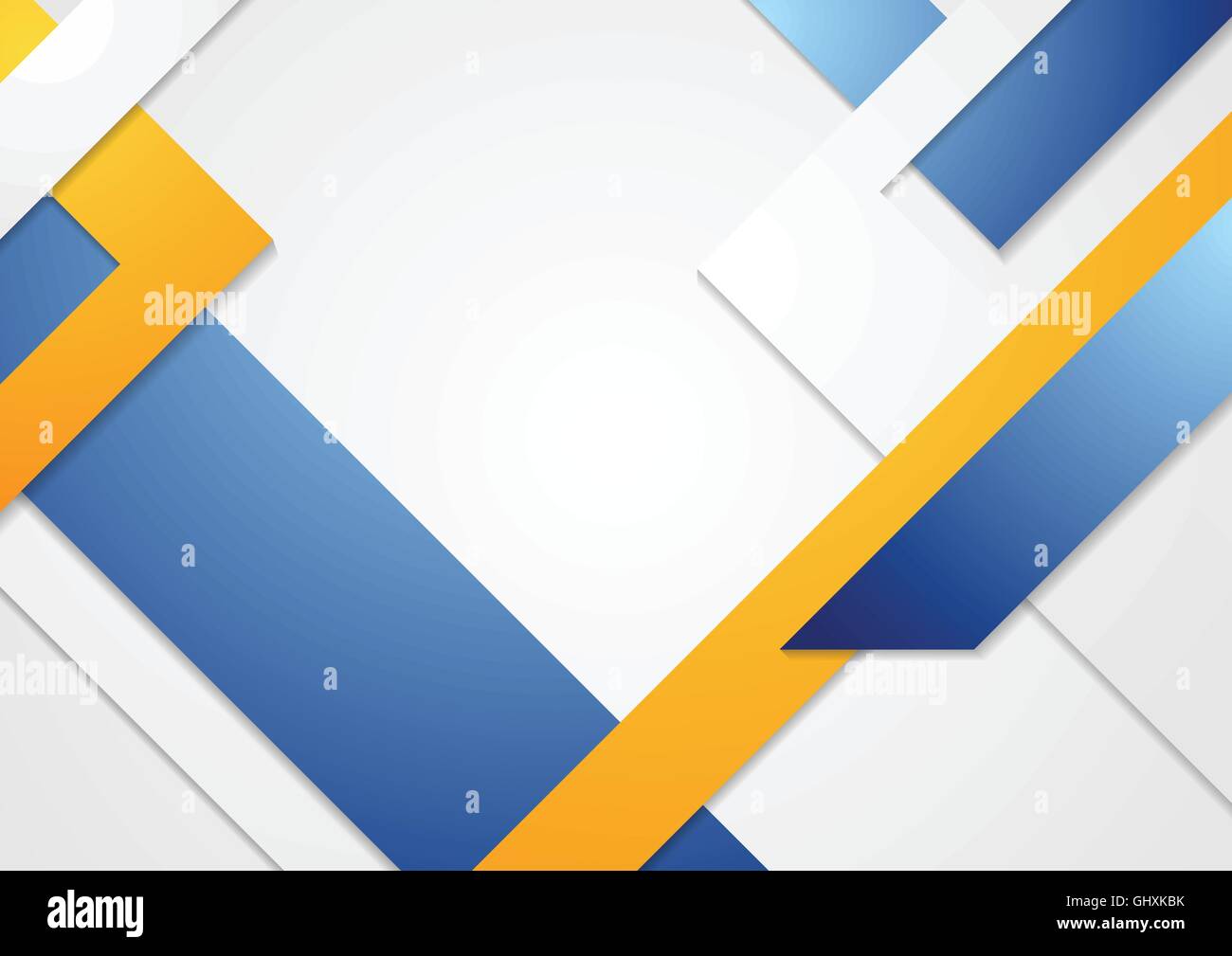 Bright tech geometric brochure template design. Vector blue orange ...