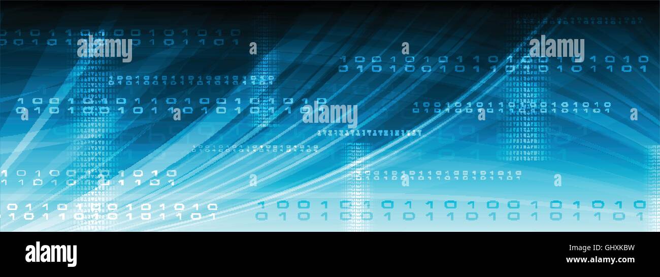 Blue web abstract tech binary code header. Vector design banner ...