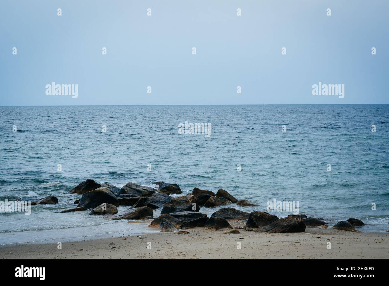 Rocks in the Atlantic Ocean at Town Beach, in Sandwich, Cape Cod ...