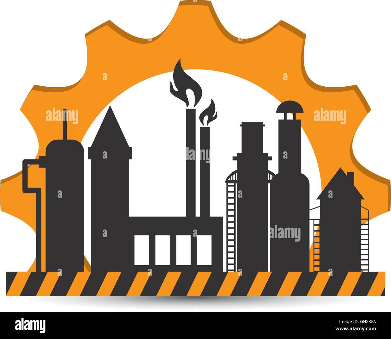 Oil gas refinery dusk Stock Vector Images - Alamy