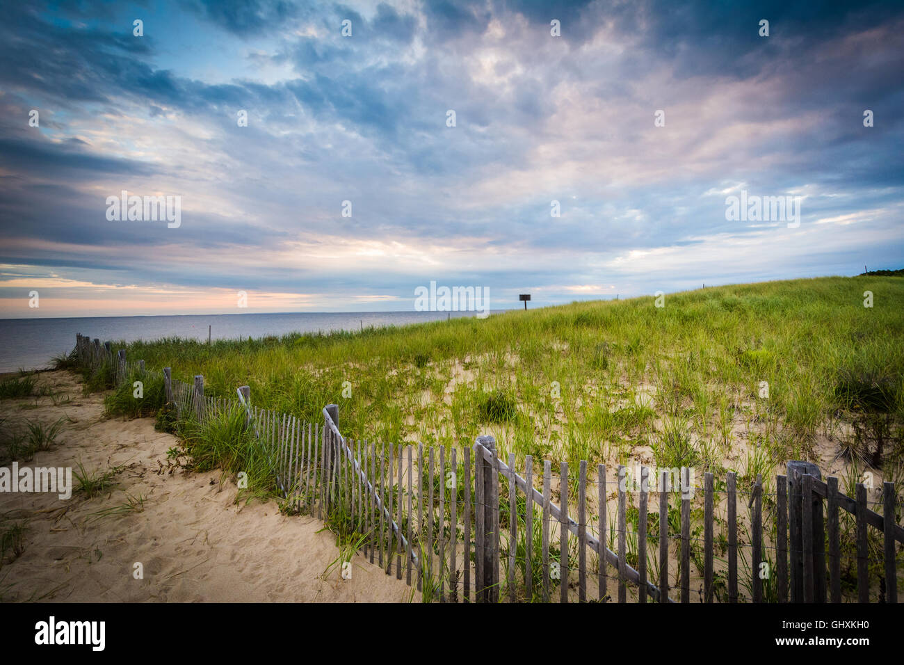 Sand dunes and grasses at sunset, in the Province Lands at Cape Cod ...