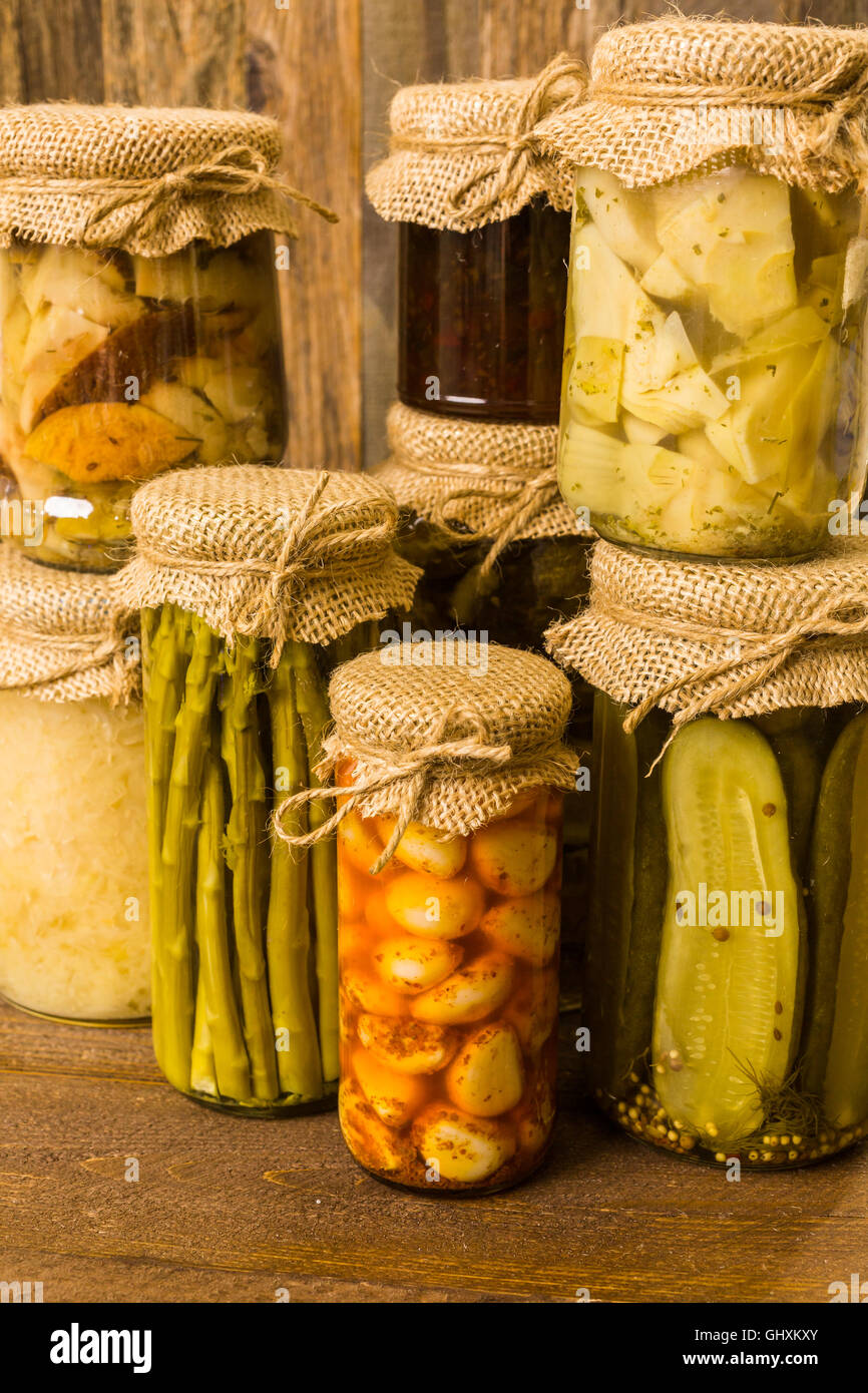 Homemade canned organic vegetables in glass jars Stock Photo - Alamy