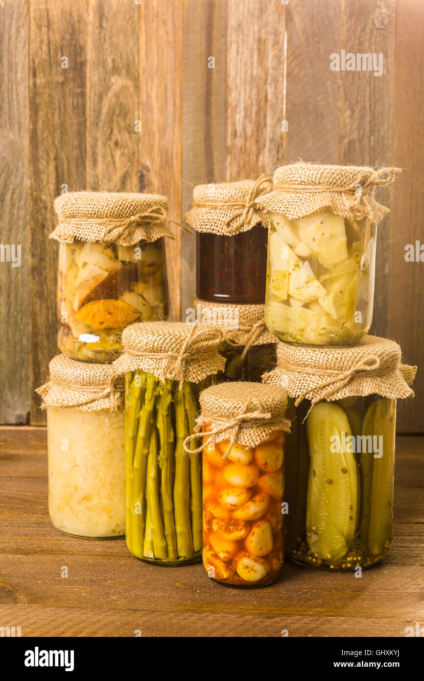 Homemade canned organic vegetables in glass jars Stock Photo - Alamy