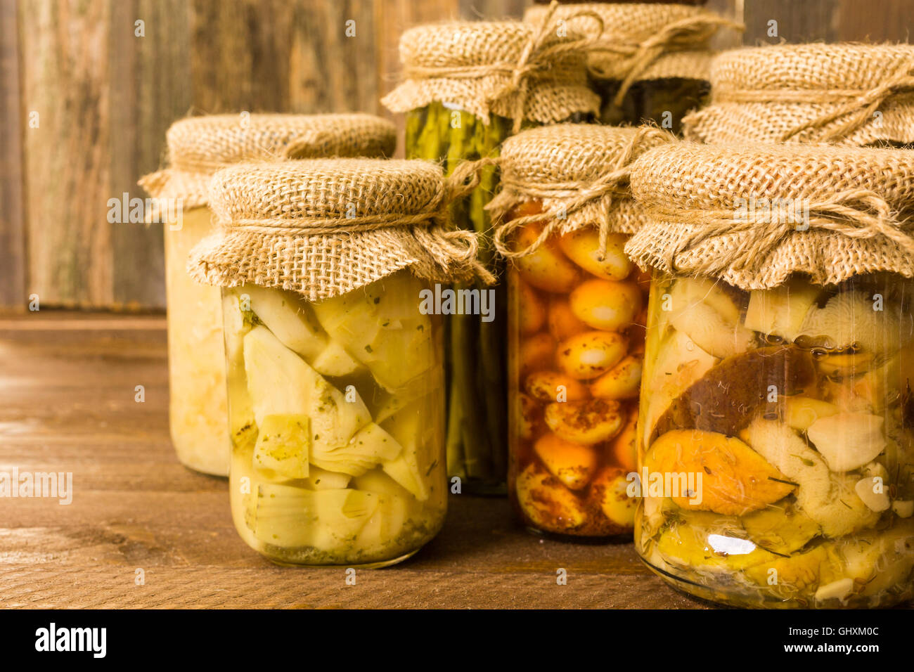 Homemade canned organic vegetables in glass jars Stock Photo - Alamy