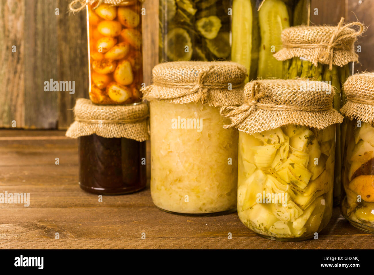 Homemade canned organic vegetables in glass jars Stock Photo - Alamy