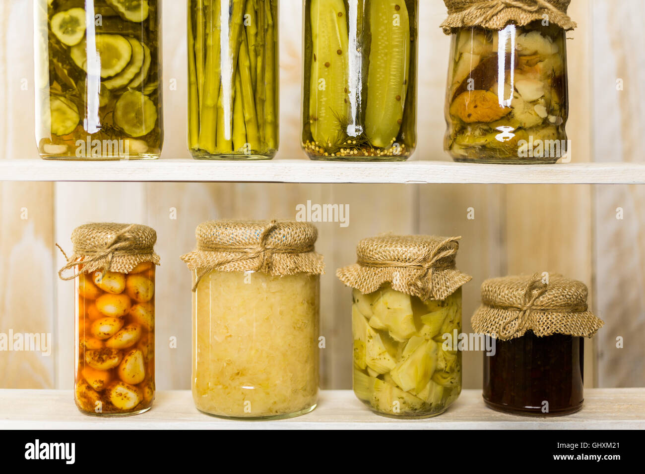 Homemade canned organic vegetables in glass jars Stock Photo - Alamy