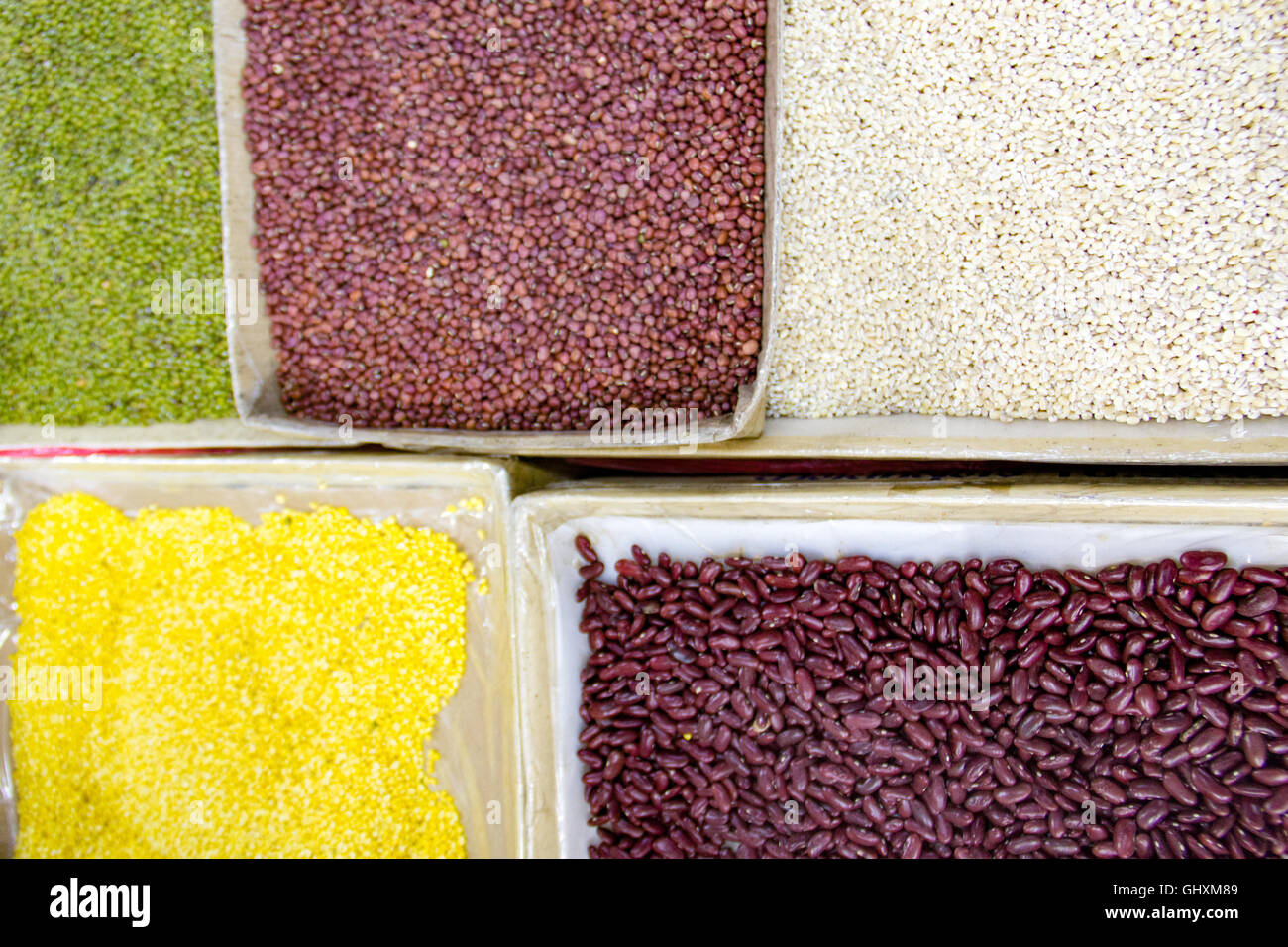 Colorful grains at a street market in Thailand Stock Photo - Alamy