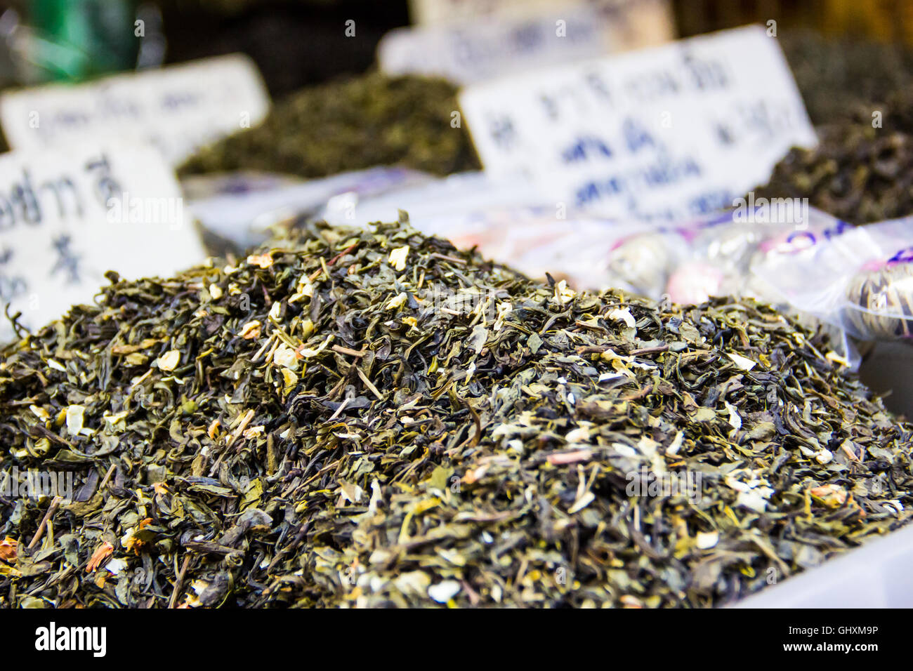Herbs at Asian market in Thailand Stock Photo - Alamy