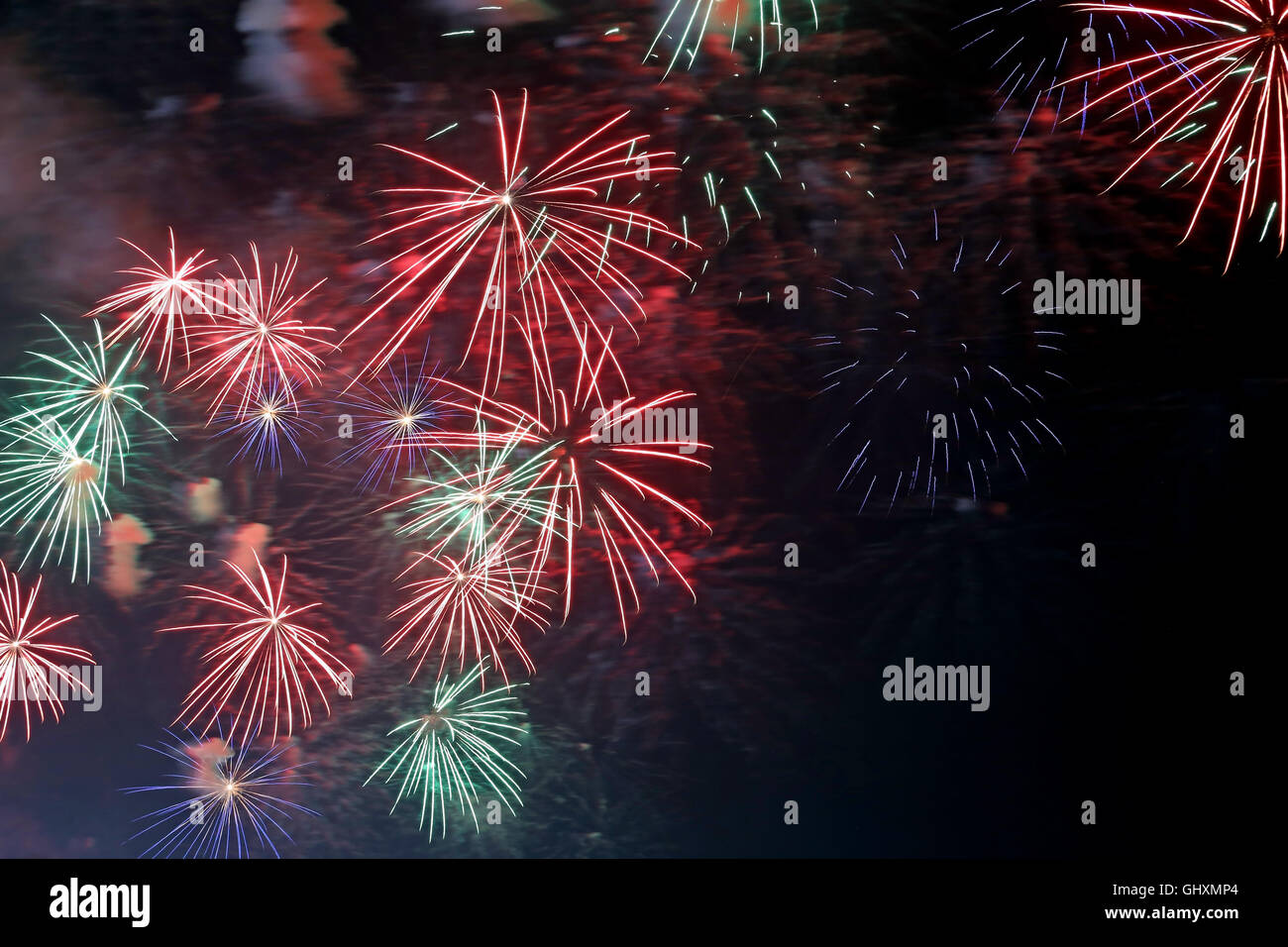 show with large fireworks in the dark sky Stock Photo - Alamy
