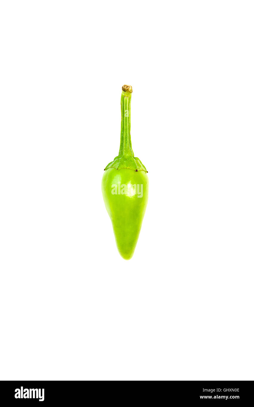 One ripe green Chilli peppers on over white Stock Photo - Alamy