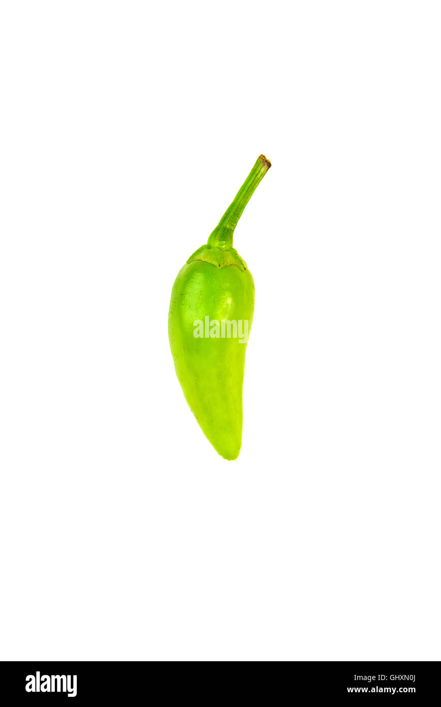 One ripe green Chilli peppers on over white Stock Photo - Alamy