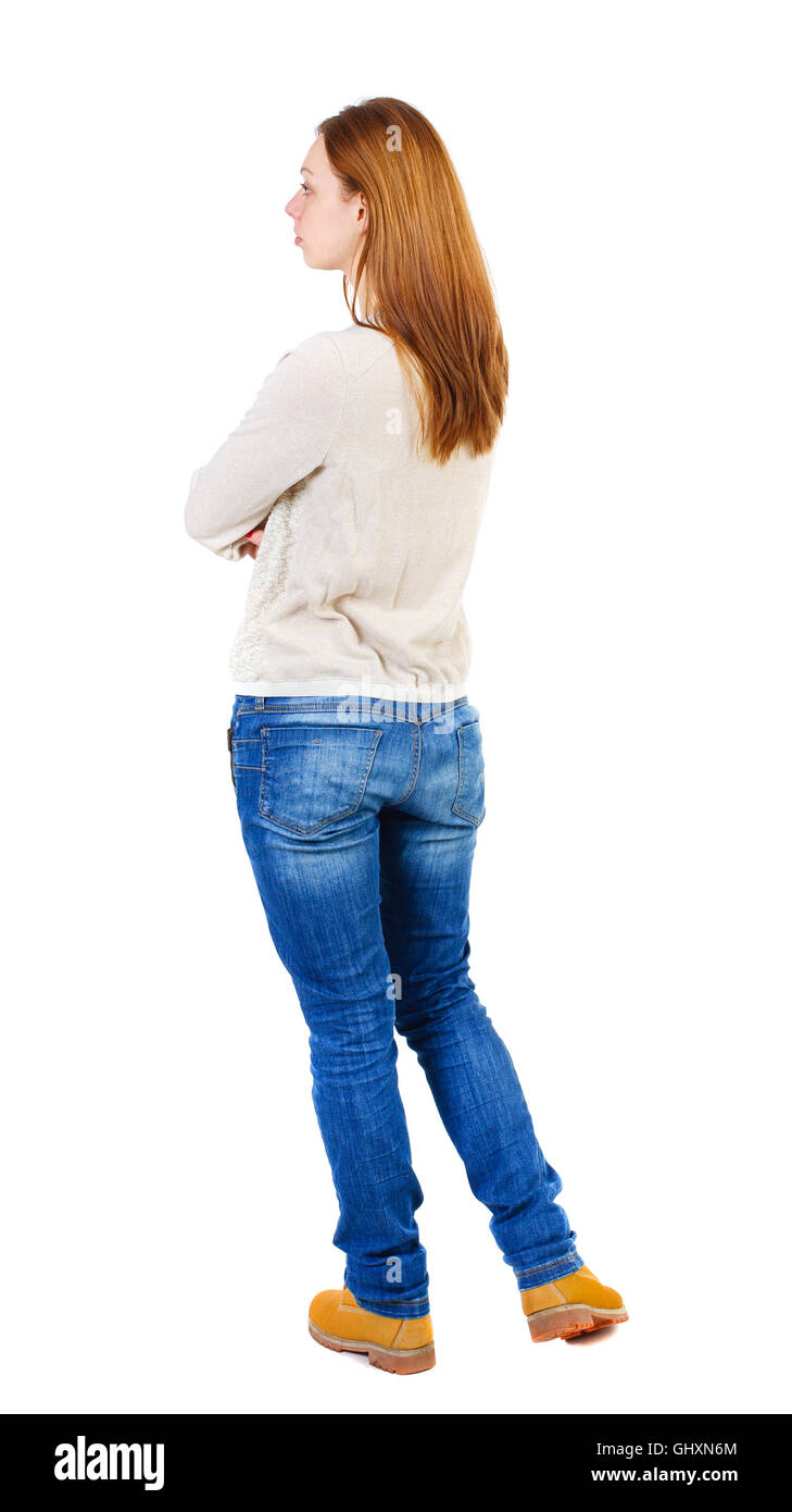 back view of standing young beautiful woman Stock Photo - Alamy