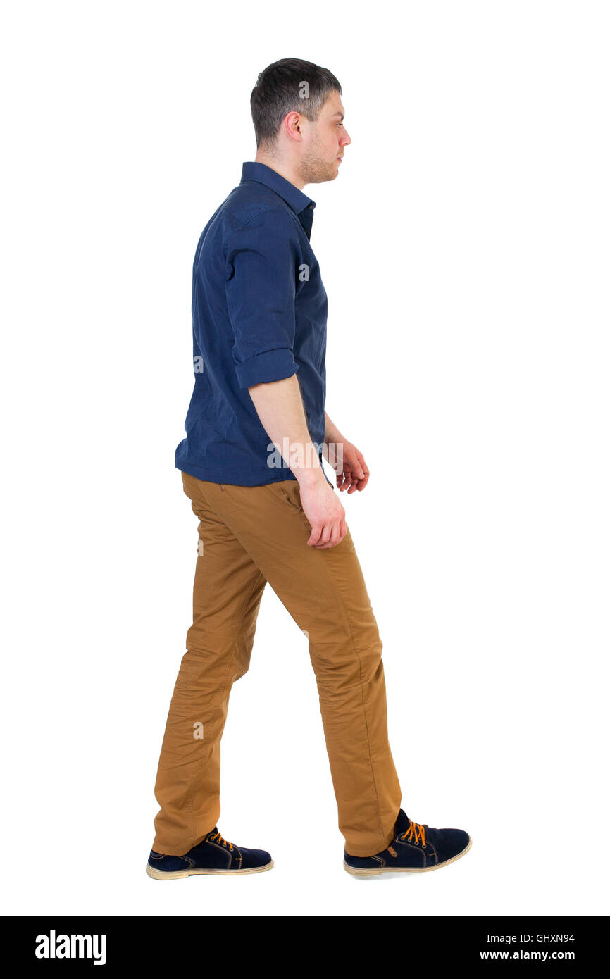 Back view of going handsome man Stock Photo - Alamy
