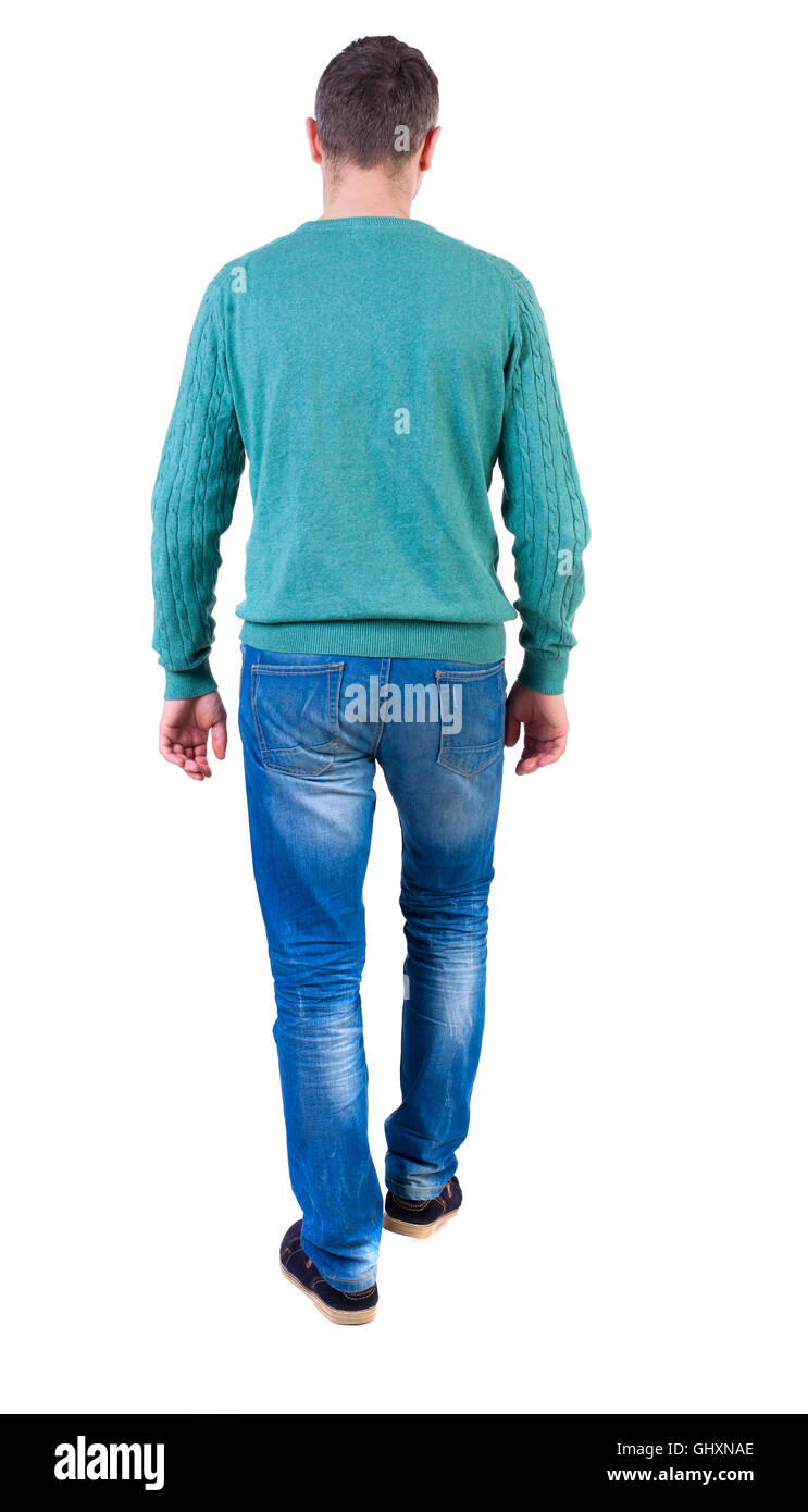 Back view of going handsome man Stock Photo - Alamy