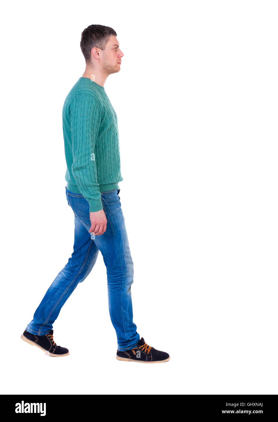 Back view of going handsome man Stock Photo - Alamy