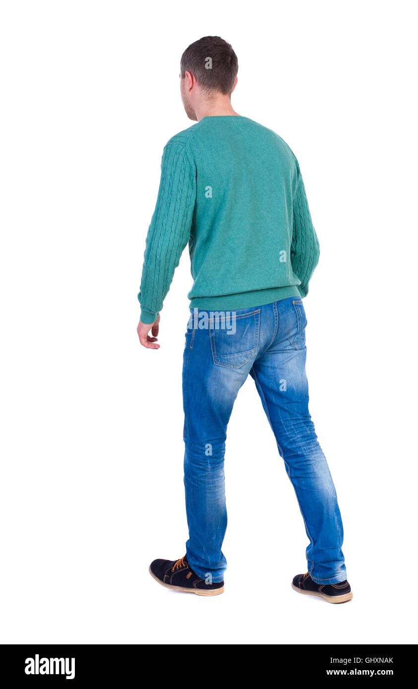 Back view of going handsome man Stock Photo - Alamy