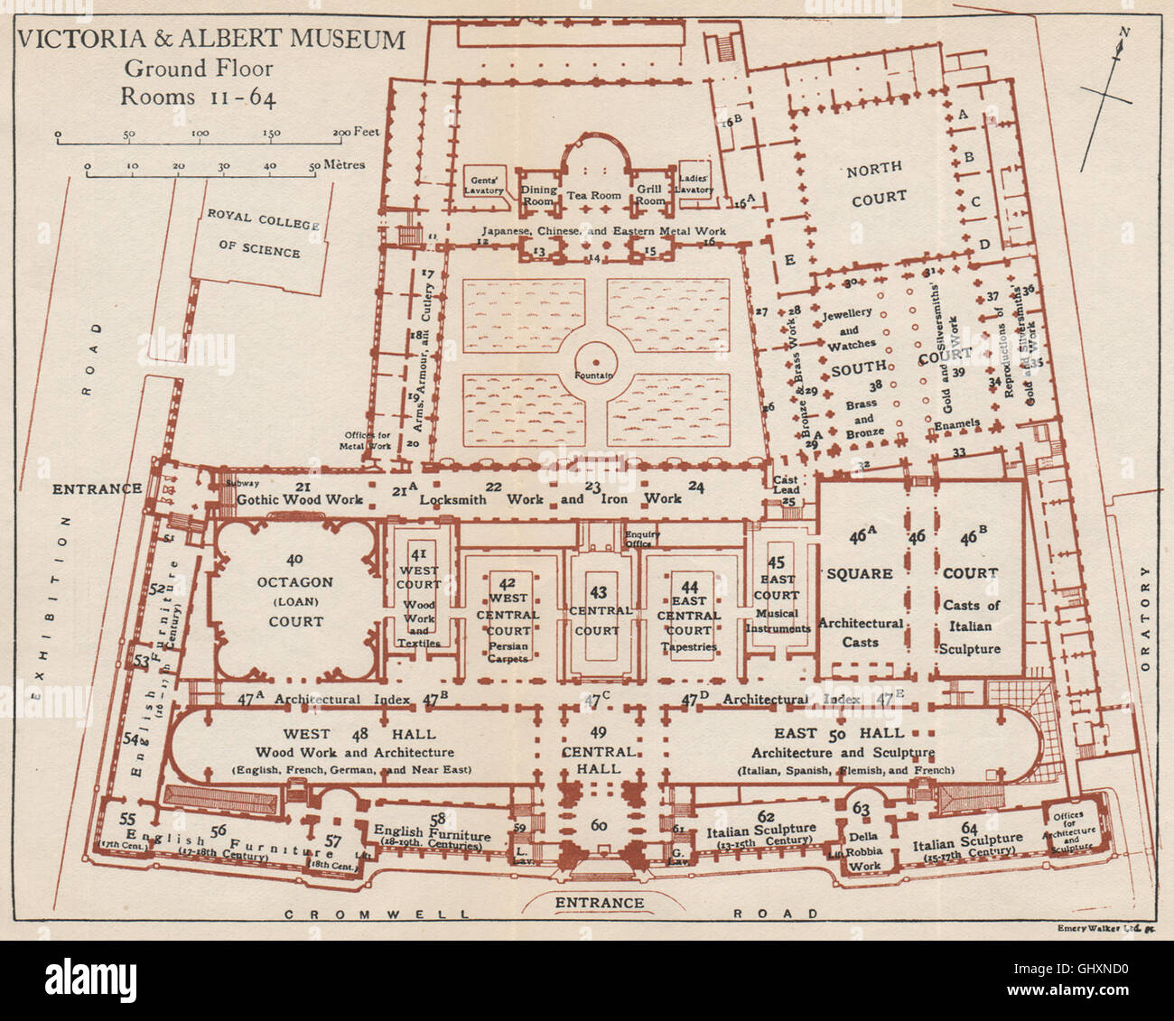 VICTORIA & ALBERT MUSEUM. Ground floor vintage plan. South Kensington ...