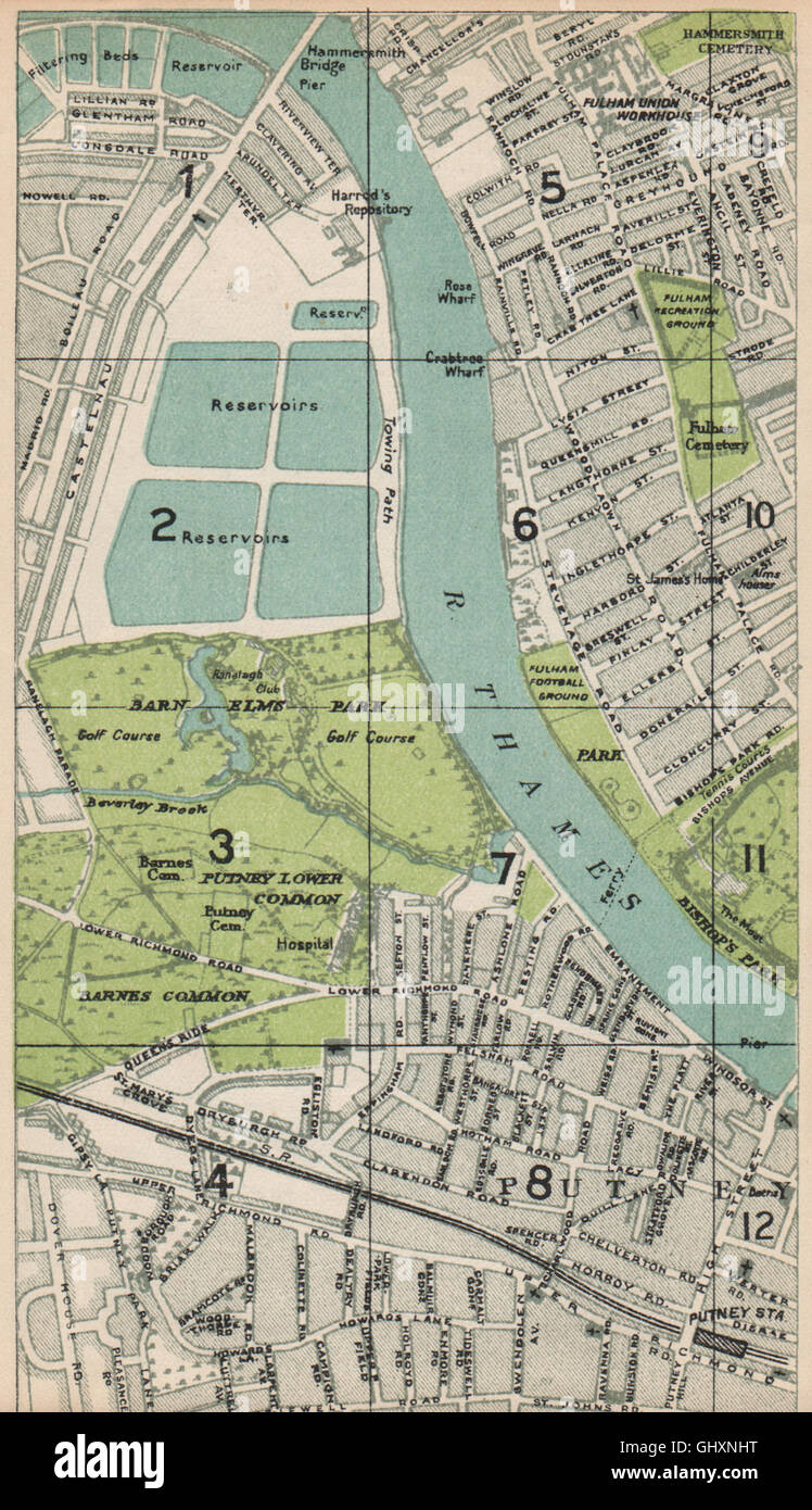 LONDON SW. Putney Barn Elms Fulham Castelnau Barnes Common, 1935 ...