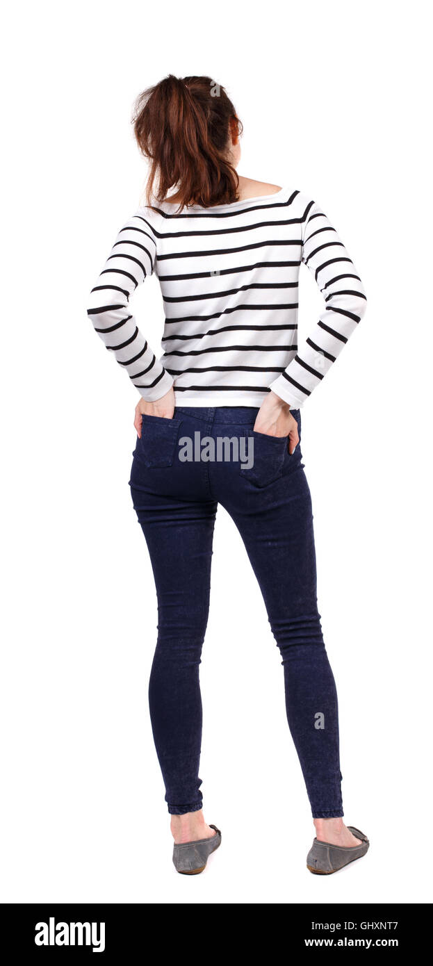 back view of standing young beautiful woman Stock Photo - Alamy