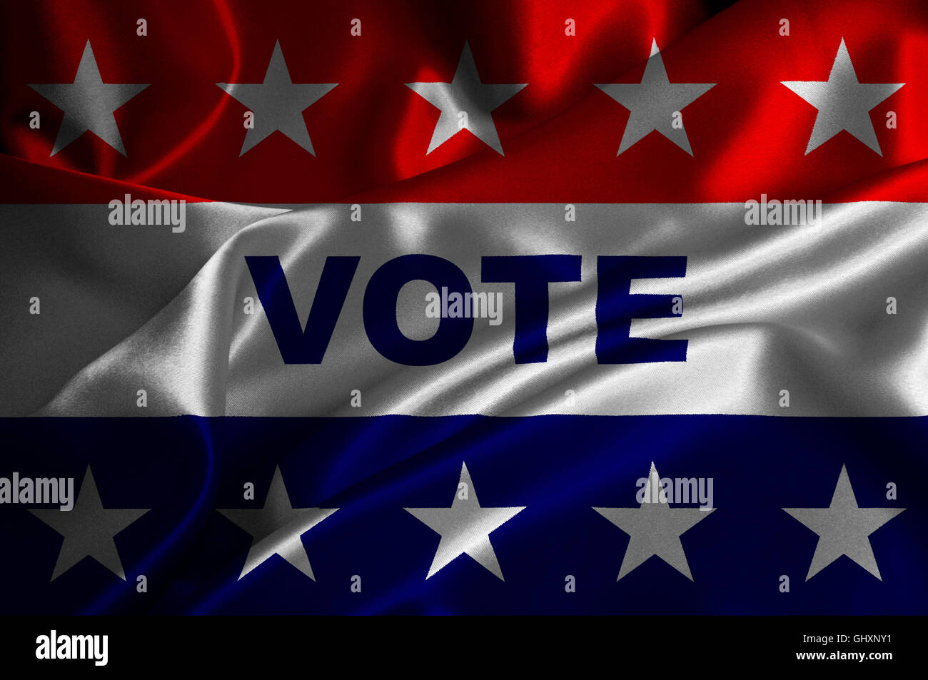 Vote flag red blue and white stars satin background Stock Photo - Alamy