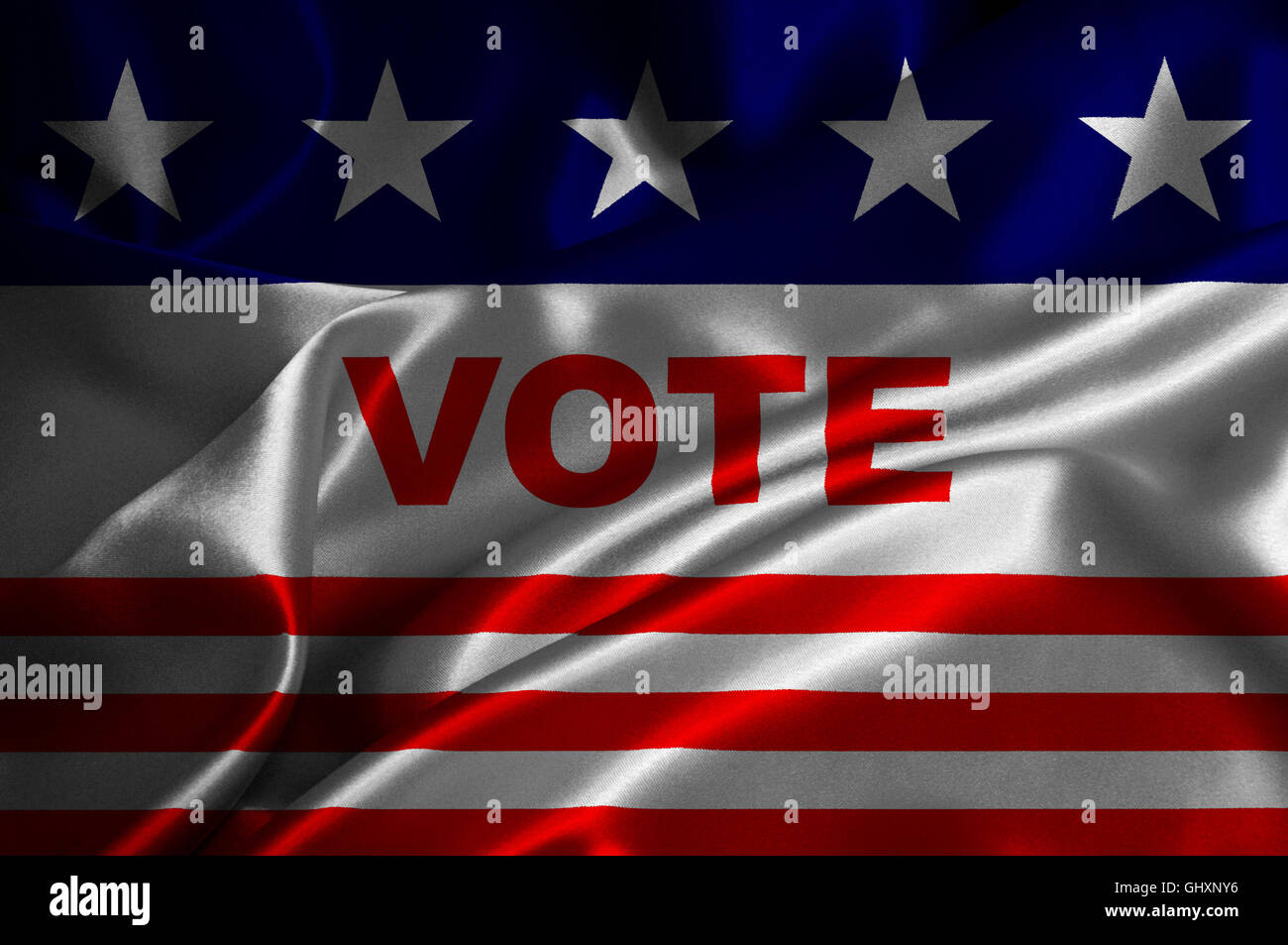 Vote flag red white blue on satin background Stock Photo - Alamy