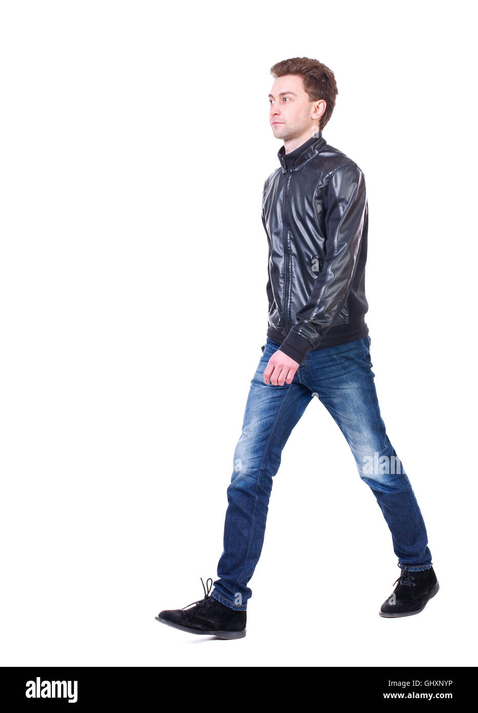 Back view of going handsome man Stock Photo - Alamy