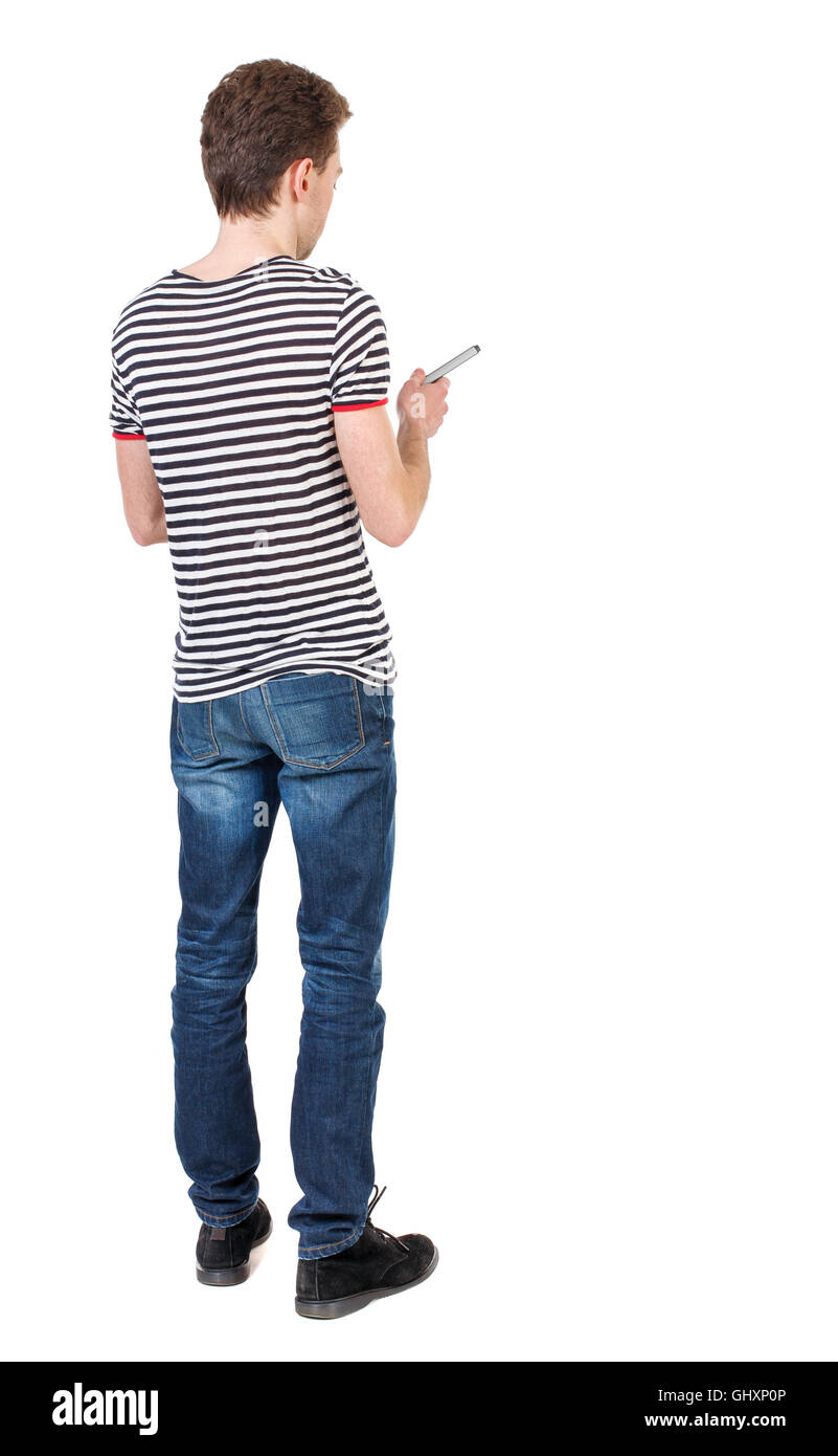 back view of writing business man Stock Photo - Alamy