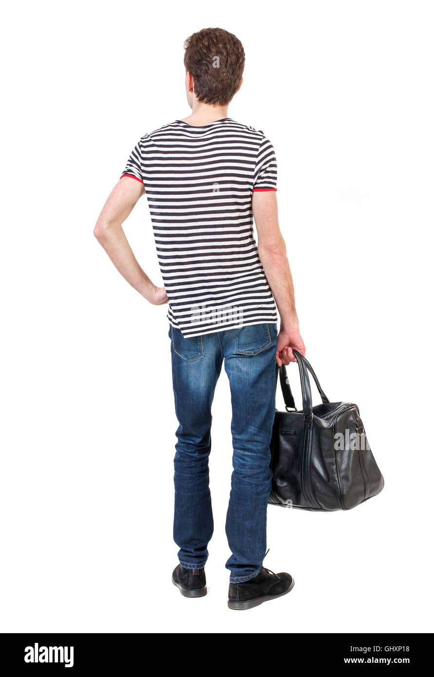 Back view of man with a bag Stock Photo - Alamy